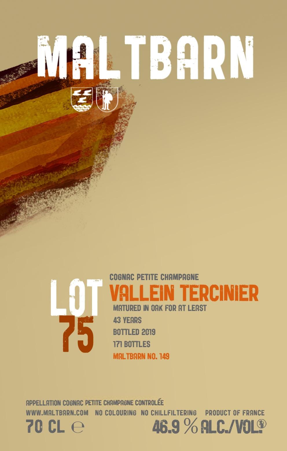 Maltbarn No.149 Vallein Tercinier Cognac 干邑 Petite Champagne 43yo Lot ...